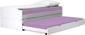 Postel FLOPY 90x200 s výsuvnými přistýlkami masiv bílá Kondela 0000358002