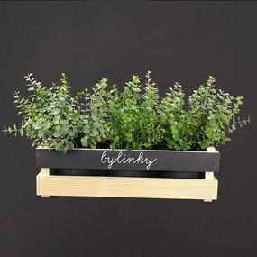 AMADEA Dřevěný obal s květináči a tabulkou pro psaní křídou, 47x17x15cm Český výrobek