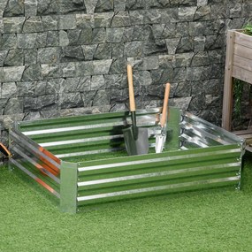 Outsunny pozinkovaný ocelový vyvýšený záhon 120 x 90 x 30 cm zahradní truhlík na květiny a zeleninu