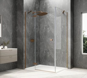 Polysan Polysan, GLOBE COPPER MATT obdélníková sprchová zástěna 1200x900mm, čiré sklo, levá, GB1012-3315LPG