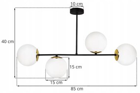 Stropní svítidlo FLORENCE, 4x bílé skleněné stínítko, (výběr ze 4 barev uchycení)