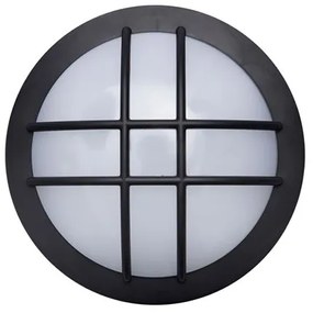 Solight Černé LED stropnínástěnné svítidlo kulaté s mřížkou 13W IP65