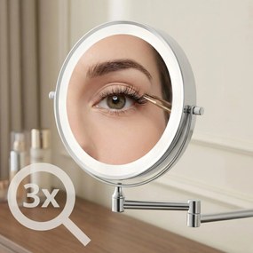 Rea Kosmetické zrcadlo ⌀20 cm s regulovatelným LED osvětlením HOM-70003 Stříbrná
