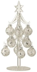 Skleněný stromek se stříbrnými koulemi Baubles Stars – Ø 10*20 cm