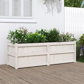 Zahradní truhlík bílý 150 x 50 x 50 cm masivní borovice,  837485