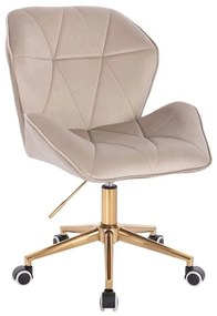 LuxuryForm DESIGN Židle MILANO MAX VELUR na zlaté podstavě s kolečky - latte