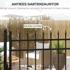 Zahradní branka Outsunny z pozinkované oceli se zámkem, plotová branka 107 x 204 cm, zahradní branka s klikou a klíčem, robustní a elegantní, černá |…