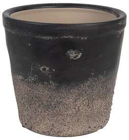 Černo-šedý keramický obal na květináč M - Ø 15*14 cm