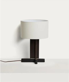 Bílá/tmavě hnědá stolní lampa z kaučukového dřeva s textilním stínidlem (výška 48 cm) Niani – Kave Home