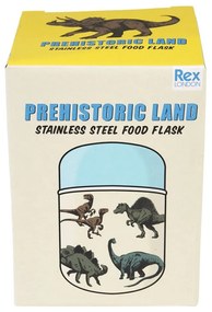 Modrá/krémová termoska na jídlo/dětská 280 ml Prehistoric Land – Rex London