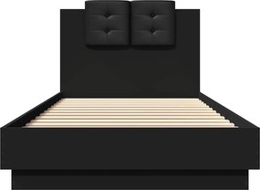 Rám postele s čelem a LED osvětlením černý 100 x 200 cm 3210025