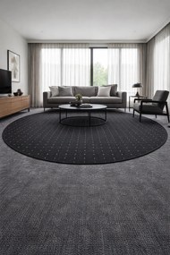 Kusový koberec Udinese antracit guľatý, 100x100 (priemer) kruh, šedá, chodba / predsieň, Condor Carpets