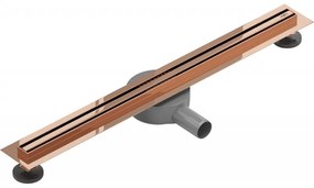 Mexen Flat nerezový sprchový žlab s rotačním 360° sifonem 60 cm, vzor SLIM, růžovo-zlatá, 1641060