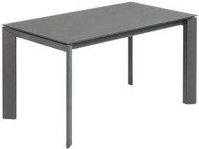 OnaDnes -20% Tmavě šedý skleněný rozkládací jídelní stůl Kave Home Axis 140/200x90 cm