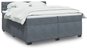 Box spring postel s matrací tmavě šedá 200x200 cm samet 3288709