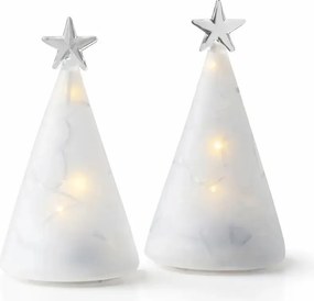 LED svítící stromeček skleněný, sada 2 kusy, čirý, 11,5 cm  zmražené