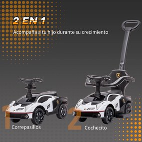 AIYAPLAY 2v1 Lamborghini Essenza SCV12 Pushing Car pro děti 12-36 měsíců s houkačkou, odnímatelnou rukojetí a bezpečnostním zábradlím 86,5x40x89,5 cm…