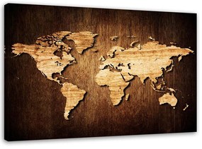 Gario Obraz na plátně Dřevěná mapa světa Rozměry: 60 x 40 cm