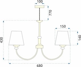 Toolight, stropní lampa 5xE14 APP1014-5CP, béžová, OSW-05557