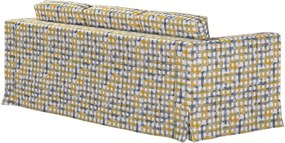 Potah na pohovku IKEA  Karlanda 3-místná nerozkládací, dlouhý barva modrá látka pletený vzor, vzorované
