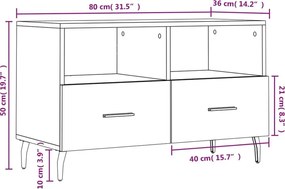 vidaXL TV skříňka 80 x 36 x 50 cm kompozitní dřevo [828989] Barva: šedá sonoma