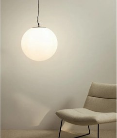 Bílé/černé kovové závěsné svítidlo se skleněným stínidlem ø 50 cm Brisia – Kave Home