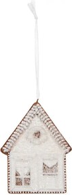 Závěsná dekorace zasněžená perníková chaloupka Frosted Ginger - 8*1*10 cm