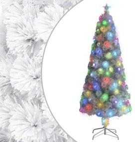 Vánoční stromek s LED osvětlením bílý 240 cm optické vlákno 328453