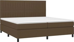 Box spring postel s matrací a LED tmavě hnědá 200x200 cm textil 3135064