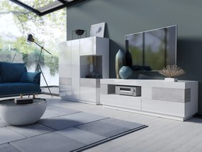 Televizní stolek SILKE 40 Helvetia 206/54/50 Barva: bílá/bílý lesk/beton