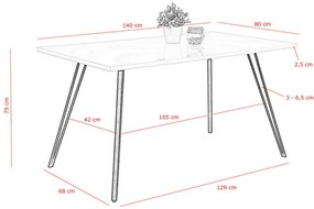 Jídelní stůl Jennifer 140x80 cm, bílý lesk
