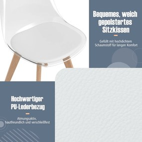 Costway Sada 4 průhledných jídelních židlí s nohami z masivního dřeva