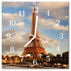 Nástenné skleněné hodiny Paříž 30x30 cm
