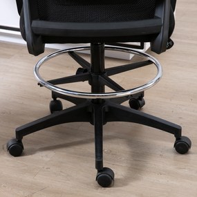 Vinsetto Ergonomická kancelářská židle s nastavitelným opěrným kruhem, bederní oporou, výškově nastavitelná otočná židle s síťovinou, návrhářská židl…