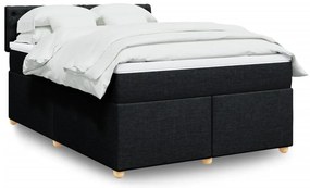 Box spring postel s matrací černá 160x200 cm textil 3289040