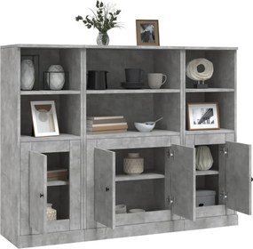 Příborníky 3 ks betonově šedé kompozitní dřevo 3185307
