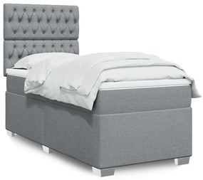 Box spring postel s matrací světle šedá 90x200 cm textil 3292678