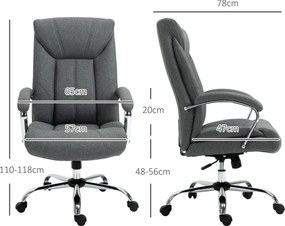 Ergonomická výškově nastavitelná kancelářská židle Vinsetto s funkcí houpání v šedé barvě pro kancelář a domácí kancelář | Aosom.de