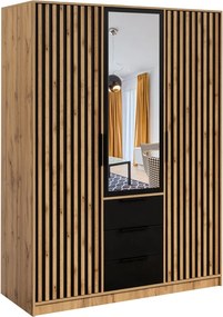 STO Šatní skříň BALI D3 LUX 149 cm, Černá / Dub Votan