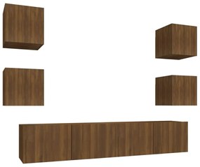 6dílný set TV skříněk hnědý dub kompozitní dřevo - Default Title