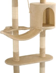 Nástěnné škrabadlo pro kočky se sisalovými sloupky 194cm béžové 170588