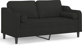 2místná pohovka s polštáři černá 140 cm textil 3200849