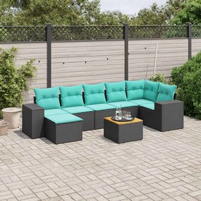 8dílná zahradní sedací souprava s polštáři černá polyratan 3225553