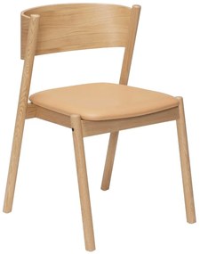 Dubová jídelní židle Hübsch Oblique s koženkovým sedákem