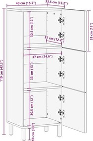 vidaXL Skříň highboard 40x33,5x110 cm masivní hrubé mangovníkové dřevo [4018657]