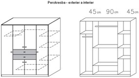 Šatní skříň Landsberg, dub stirling/bílá