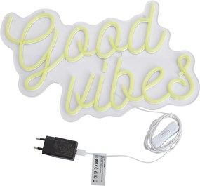 Neonové nástěnné světlo žluté vč. LED - Good Vibes