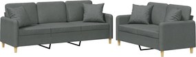 2dílná sedací souprava s polštáři tmavě šedá textil 3202135