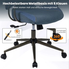 Costway Ergonomická kancelářská židle s lněnou látkou a nastavitelným opěradlem