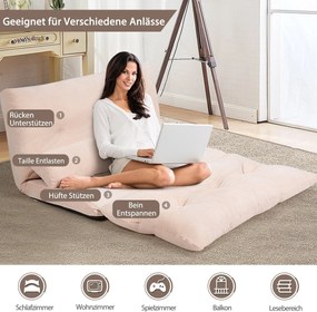 Costway Rozkládací pohovka na podlaze s 2 polštáři a opěradlem 6